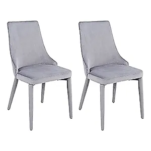 CangLong Modern Dining Room Side Chairs with Fabric Cushion Seat Back Mid Century Living Room Chairs with Brown Metal Legs Set of 2,Gray