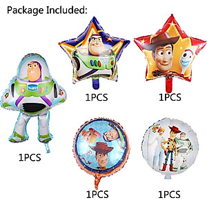 Toy Game Story Party Balloons Supplies 5PCS Toy Story Balloons Set for Kid’s Birthday Baby Shower Decorations