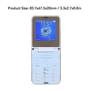 Senior Cellphone 2.6in Big Button Flip Phone 4 SIM Cards Standby for Elderly (Blue)