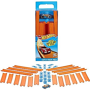 Hot Wheels Track Builder Playset Split Loop Pack & 1 Toy Car in 1:64 Scale, Compatible with Other Hot Wheels Sets and Track Builder Straight Track Set, 37 Component Parts & 1:64 Scale Toy Car