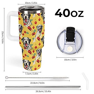 Labrador Retriever Dog Cherries 40 Oz Stainless Steel Cup Travel Tumbler with Handle and Straw Lightweight Coffee Mug for Home Office