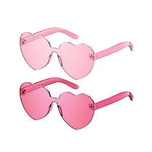 Gaiatop Heart Sunglasses for Women Candy Color Transparent Rimless Heart Glasses for Girls Cute Heart Shaped Sunglasses