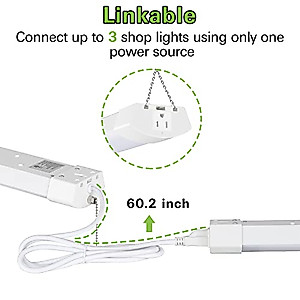 hykolity 4FT 120W LED Shop Light Linkable, 13000lm(400w Equivalent), 5000K Utility Shop Lights for Garages, Workshops, Basements, Hanging or FlushMount, with Power Cord and Pull Chain, ETL