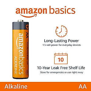 Amazon Basics 100 Pack AAA High-Performance Alkaline Batteries, 10-Year Shelf Life, Easy to Open Value Pack & 48 Pack AA High-Performance Alkaline Batteries, 10-Year Shelf Life
