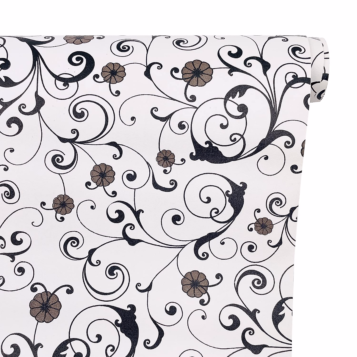 Yifely Black Vine Shelf Liner Self-Adhesive Furniture Paper DIY Dresser Drawer Covering Sticker 17.7 Inch by 9.8 Feet