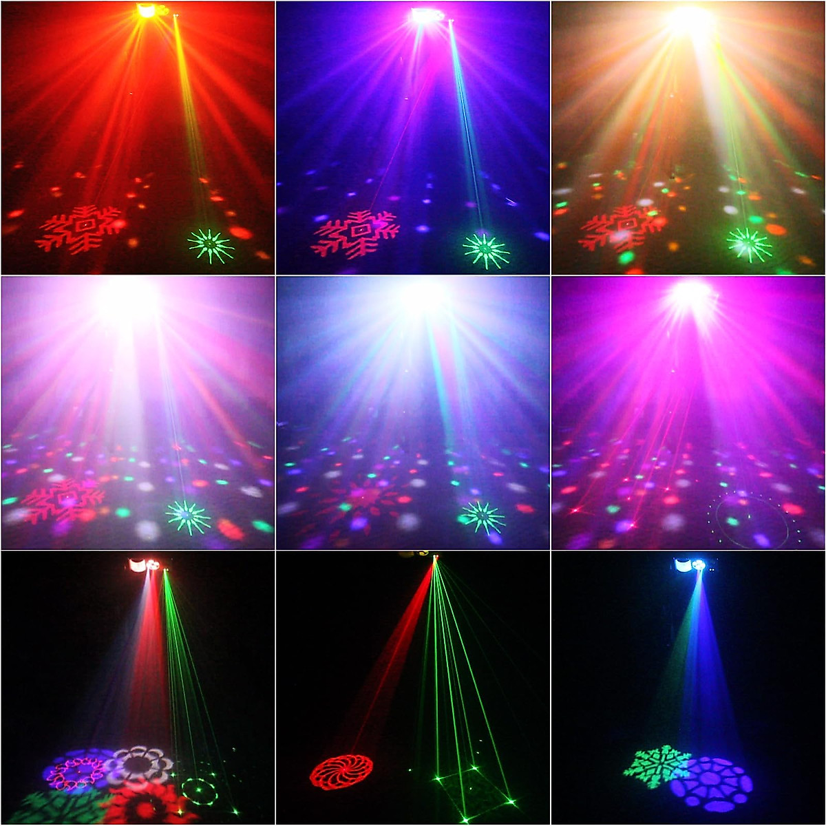 Dj Disco Party Lights Ball Stage Lights 4 in 1 RGBW Lighting Parties Indoor Mixed Lighting Effects Pattern Strobe Light Sound Activated Remote DMX Control for KTV Club Disco Party Wedding