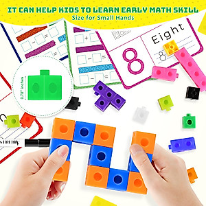 ABERLLS Alphabet Learning Toy for Kids Math Cubes Manipulatives with Activity Cards, Number Blocks Counting Toys Snap Linking Cube Math Connecting Blocks for Kids Age 5 6 7 8