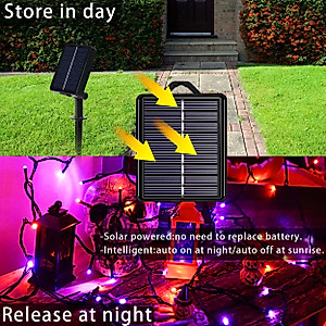 Halloween Decorations Outdoor Solar String Lights Orange & Purple, Outside 2Pack Total 144ft 400 LED 8 Modes with Timer, IP44 Waterproof Spooky Gothic Lights for Party, Patio, Tree, Garden Decor