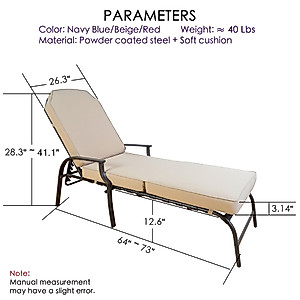 Kozyard Maya Chaise Lounge - Outdoor Patio Recliner Chair, Comfortable Patio Lounge Chair, Elegant Chaise Lounge Chair for Relaxation, Perfect Outdoor Recliner Chair (Tan)