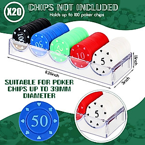 Yulejo 10 Pieces Poker Chip Trays Acrylic Poker Chip Rack Poker Chip Holder Poker Chip Cases for Casino Game