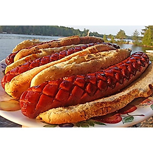 SLOTDOG - Hot Dog Slicing Tool - Stainless Steel Cutter Blades for Kitchen, Grilling, Tailgating, Camping and Backyard Outdoor BBQ - 10 inch - Red