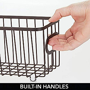 mDesign Metal Basket Bin for Bathroom Storage - Small Farmhouse Wire Organizer Basket - Wire Storage Bin for Counter, Toilet Tank, Under Sink, and Shelf - Unity Collection - 4 Pack - Bronze