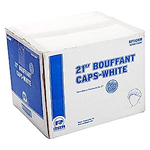 Royal 21" White O.R. Cap, Disposable and Latex-Free, Package of 100