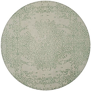 SAFAVIEH Restoration Vintage Collection Area Rug - 8' x 10', Grey & Turquoise, Handmade Distressed Wool, Ideal for High Traffic Areas in Living Room, Bedroom (RVT105C)