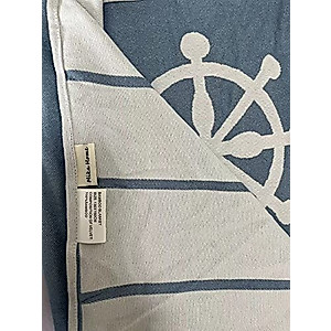 Mika Home Nautical Reversible Cozy Bamboo Fiber Oversized Throw Bed Blankets for Couch, Sofa, Travel, 50X70”, Blue, White