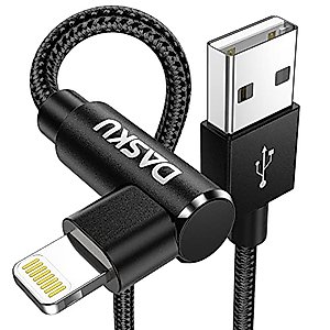 90 Degree iPhone Charging Cable 2Pack 10ft Right Angle Nylon Braided Lightning Charger Cord Compatible with iPhone 14 13 12 11 Pro Max XS XR X 8 7 6 5 Plus iPad（Black）