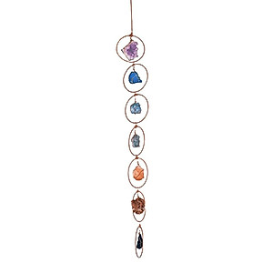 7 Chakra Stones Healing Crystals Wall Hanging, Gemstone Wall Hanger Decor Feng Shui Hanging Pendant Window Hanging Ornament for Good Luck Reiki Yoga Meditation Protection Mothers Day