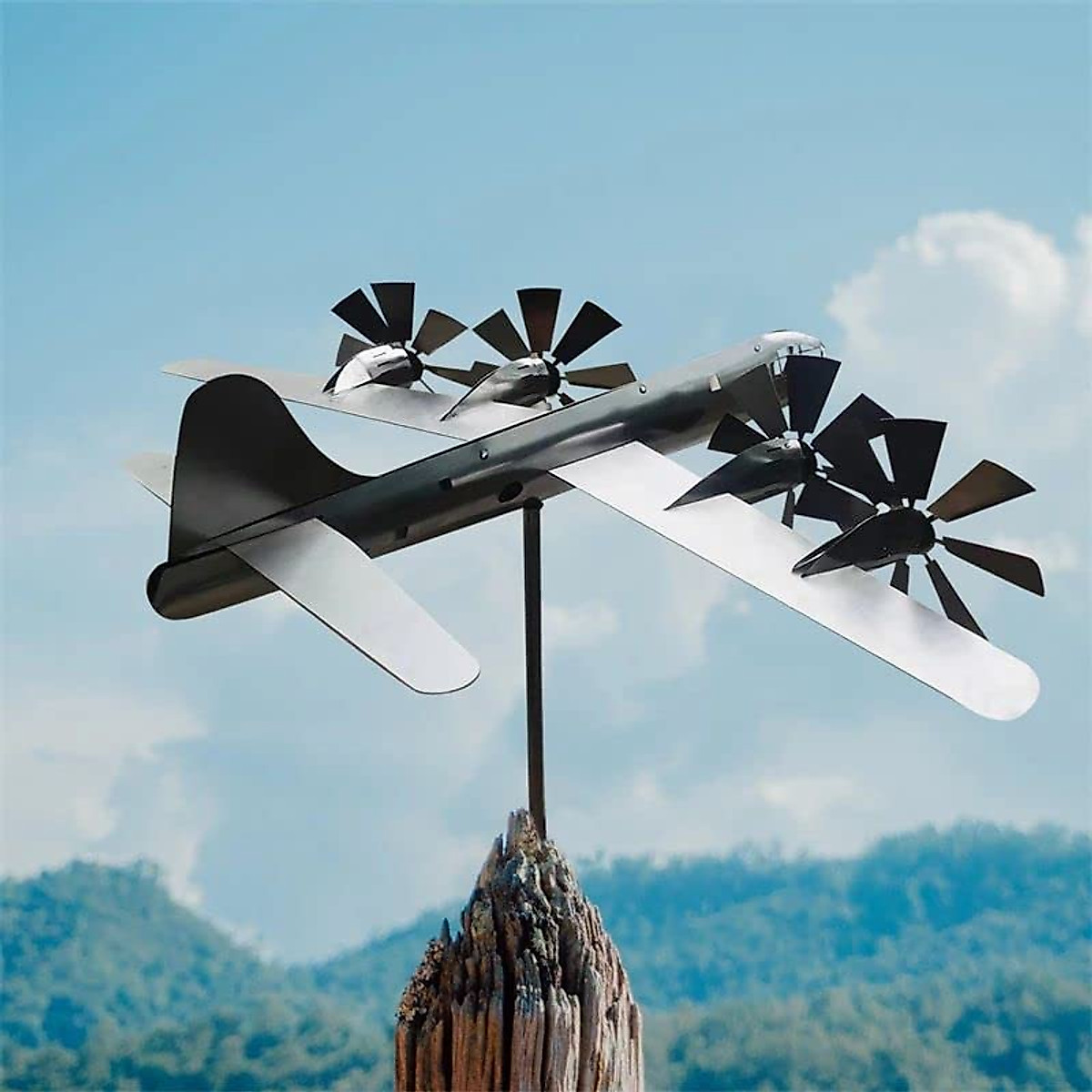 HAIHUANG Pure Handmade Creative Spraying B-29 Metal Aircraft Wind Trimmer, Wind and Move, Home Garden Decoration Preferred 11.8x12.9x3.2 B-2911 0