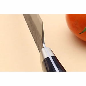 Yoshihiro Kurouchi Super Blue Steel Stainless Clad Santoku Multipurpose Chef Knife (7" (180mm) & Saya, Black Pakkawood Handle)