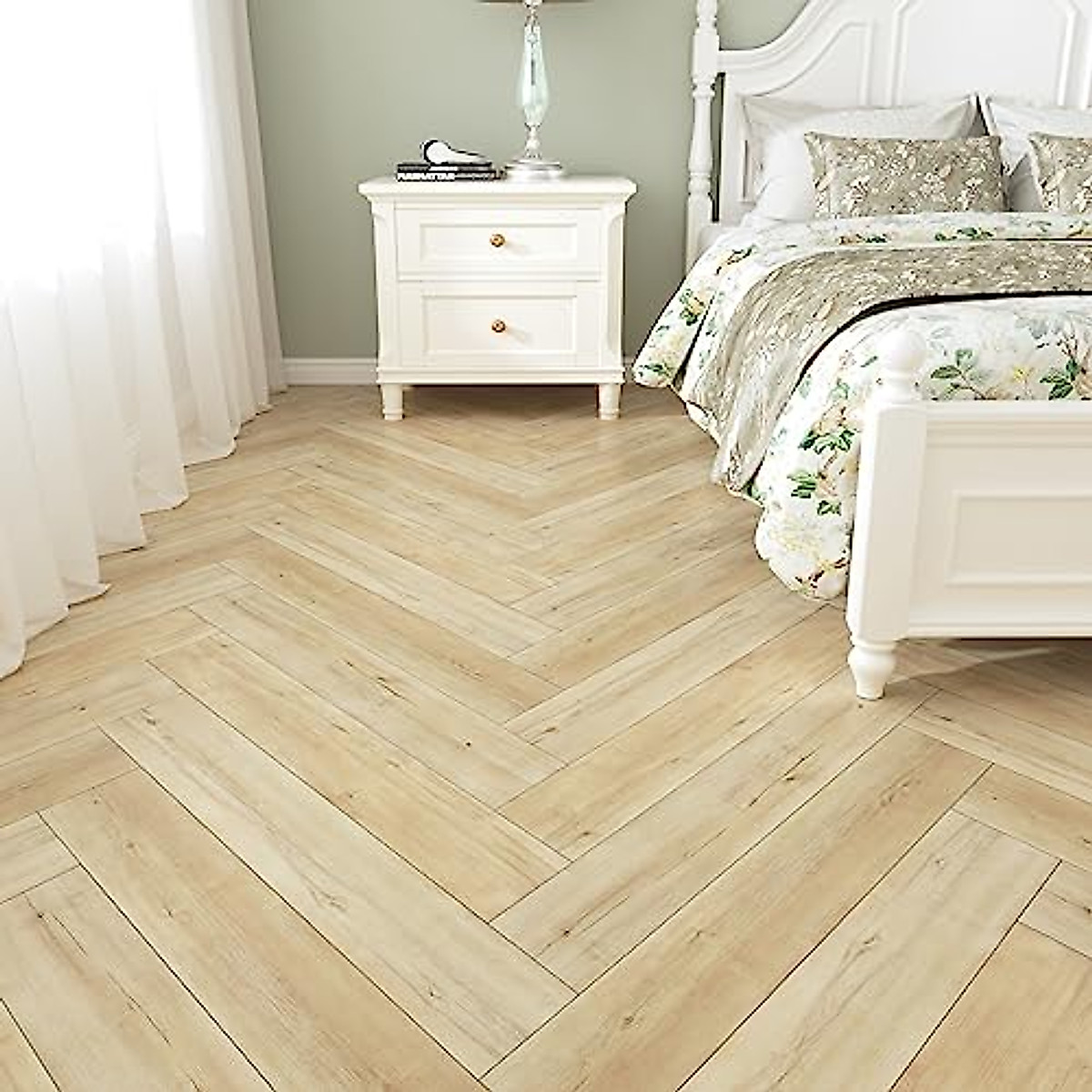 STICKEEP 6 x 36 in Floor Tile Peel and Stick Flooring Self Adheisve Wood Peel and Stick Floor Tile Bathroom Vinyl Floor Tiles Removable Vinyl Flooring Planks for Laundry Room Kitchen Stairs 4 PCS