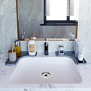 CassaNovo Silicone Soap Dishes Holder Sink/Shower Caddy - (Pack of 2) - Tray Organizer for Sink, Bathroom/Shower or Kitchen - Perfect for Dispenser,Scrubber,Bottle,Cup,Sponge on Sink or Counter (Gray)