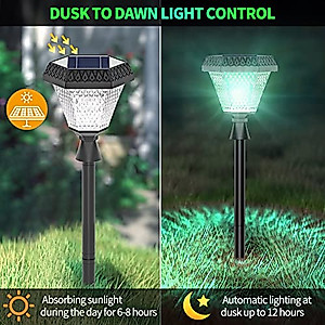 Gefolly Solar Pathway Lights Outdoor, Solar Post Lights IP66 Waterproof with 13 Color Lighting Modes, Solar Path Lights, Solar Powered Garden Lights for Yard, Walkway, Lawn Decorative -2 Pack