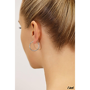 14k Gold Hand Engraved Diamond-cut Round Hoop Earrings -1'' Diameter (white-gold)…