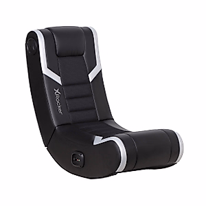 X Rocker Eclipse Video Gaming Floor Chair, Headrest Mounted Speakers, 2.0 Bluetooth, Wireless, 5110301, 31" x 27.5" x 16.5", Black and Silver