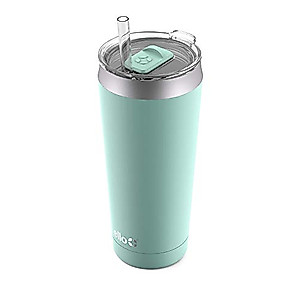 Ello Beacon Vacuum Insulated Stainless Steel Tumbler with Slider Lid and Optional Straw, 24 oz, Yucca