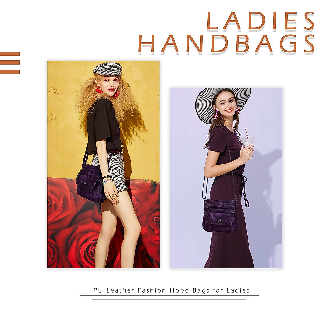 Angel Kiss Crossbody Bags for Women PU Leather Shoulder Handbag Ladies Purses and Handbag with adjustable Strap