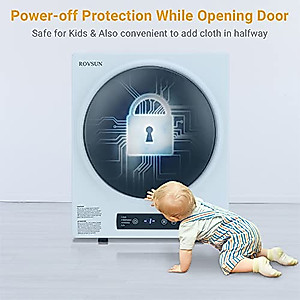 ROVSUN 9LBS Portable Clothes Dryer, 2.6cu.ft High End Front Load Tumble Laundry Dryer with Stainless Steel Tub & LCD Tough Control Panel, White, 110V