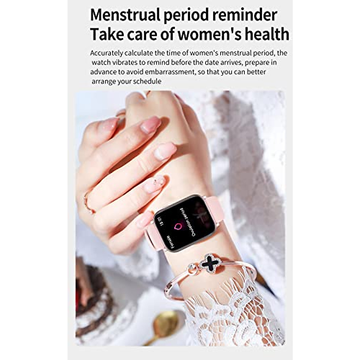 Dimdaa Smart Watch, Smartwatch with Blood Pressure, Blood Oxygen Monitor, Fitness Tracker with Heart Rate Monitor, Full 1.8" Touch Fitness Watch for Men Women (Pink)