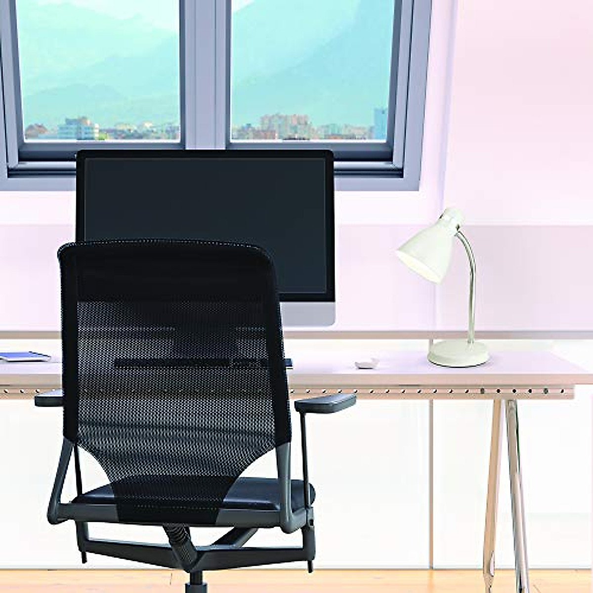 Newhouse Lighting NHDK-OX-WH Oxford Desk, Flexible Goose Neck Table Lamp with 40 Watt LED Bulb Included, White