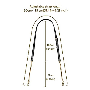 Women's Leather Adjustable Chain Strap Belt for Shoulder Bag Crossbody Bag Handbag Satchel Tote Bags Replacement 42.12-49.01 Inch (Black)
