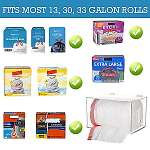 Aphbrada Extra Large Trash Bag Holder Dispenser, Wall Mount Acrylic Garbage Bag Dispenser Roll Holder Under Sink with Lid Compatible with Glad Costco Kitchen Trash Can Liner Bags Organizer, Clear