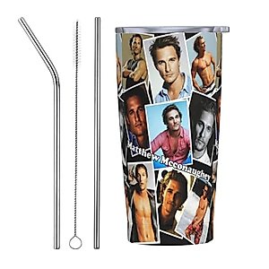 OAEWRE Matthew Actors McConaughey Stainless Steel Mug Insulated Tumbler Coffee Mugs with Lids and Straw Double Wall Vacuum Cup 20oz