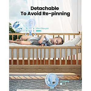 Gaiatop Mini Portable Stroller Fan, Battery Operated Small Clip on, Detachable 3 Speed Rechargeable, 360° Rotate Flexible Tripod Better Cooling for Car Seat Crib Treadmill Travel Blue