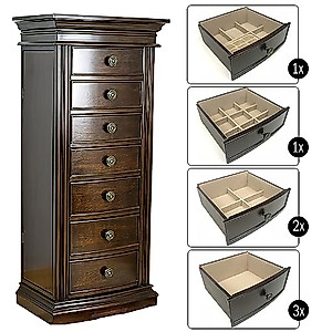 Hives and Honey Landry Jewelry Armoire, 18W x 12.5D x 40H", Walnut