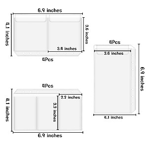Antner A6 6-Holes Binder Pockets Notebook Refills Filler Money Organizer Cash Envelopes Bill Pouch Name Card Business Card Sleeves Pages, 12 Pieces