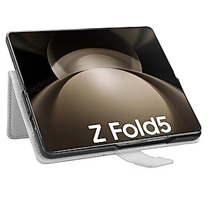 Elubugod Compatible with Samsung Galaxy Z Fold 5 Leather Case Cover,PU Leather flip Cover Compatible with Samsung SM-F946U1 Galaxy Z Fold5 / SM-F946B/DS SM-F946N SM-F946W Case Cover White