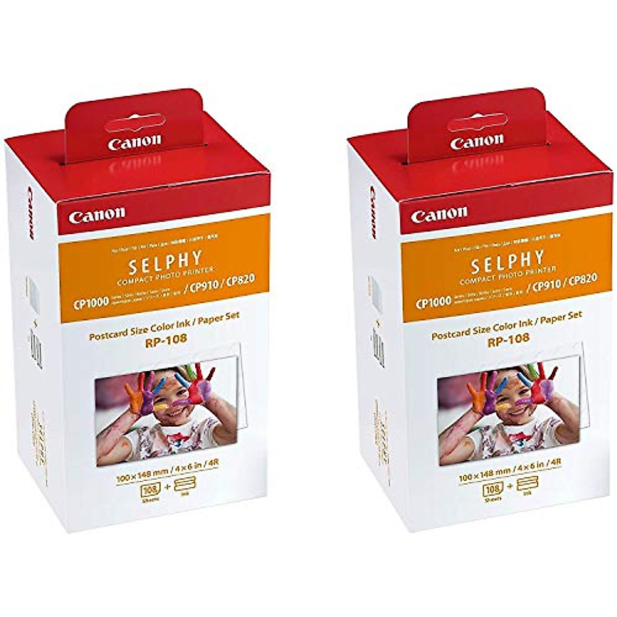 Canon Color Ink/Paper Set, Compatible with SELPHY CP910/CP820/CP1200, RP-108 (Pack of 2)