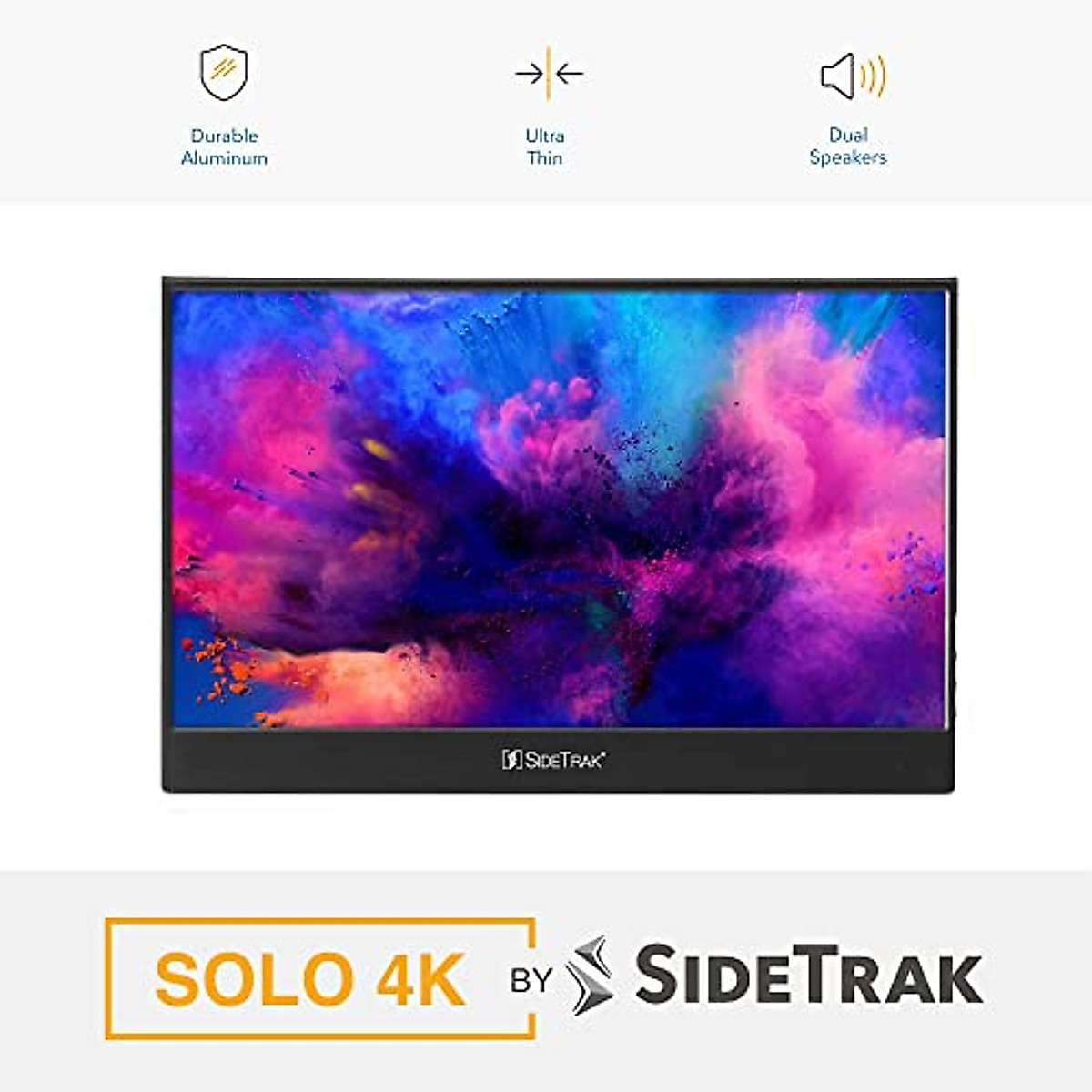 SideTrak Solo 15.6” 4k Portable Monitor for Laptop | Freestanding Ultra HD LED Anti-Glare USB Laptop Dual Screen | Compatible with Mac, PC, & Chrome | Powered by USB-C or Mini HDMI