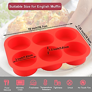 Nalchois Silicone Egg Molds, Non-stick 6-Cavity Egg Bites Molds Deep 3 Inch Dash Silicone Egg Cups, Silicone Hamburger Bun Rolls Molds for Egg Breakfast Sandwiches Omelets Dinner Rolls Baking