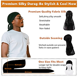 Bonnet for Men,Silk Bonnet for Men for Sleeping,Matching Durag and Bonnets Set for Couples,Mens Bonnet for Curly Hair,Braids,Pack A