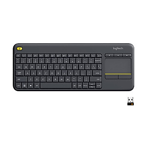 Logitech K400 Plus Wireless Touch With Easy Media Control and Built-in Touchpad, HTPC Keyboard for PC-connected TV, Windows, Android, Chrome OS, Laptop, Tablet - Black