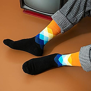 Men's Fun Dress Socks Novelty Colorful Funky Fancy Funny Patterned Crew Casual Crazy Socks for Men Father