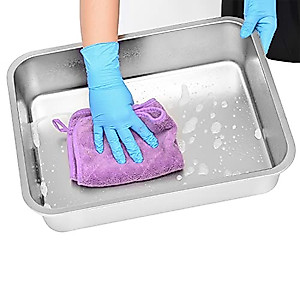 Kichwit Stainless Steel Litter Box for Cat, Non Stick Smooth Surface (17.5" L x 13.5" W x 6" H)