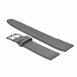 Ewatchparts 20MM CANVAS LEATHER WATCH BAND STRAP COMPATIBLE WITH IWC PILOT TOP GUN PORTUGUESE GREY