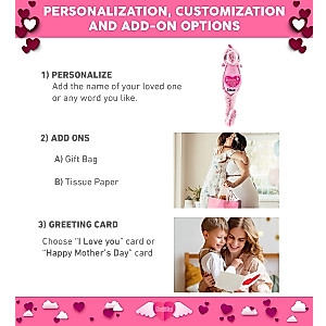 DolliBu Happy Mother's Day Super Soft Plush Pink Seahorse Doll Figure - Cute Stuffed Animal with Pink Heart Message for Best Mommy, Grandma, Wife, Daughter - 15" Inches