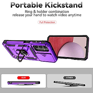 for Galaxy A14 5G Phone Case,Galaxy A14 5G Case,with Screen Protectors and Camera Cover,[Military Grade] 16ft.Drop Tested Cover with Magnetic Kickstand Protective Case for Samsung A14 5G, Purple